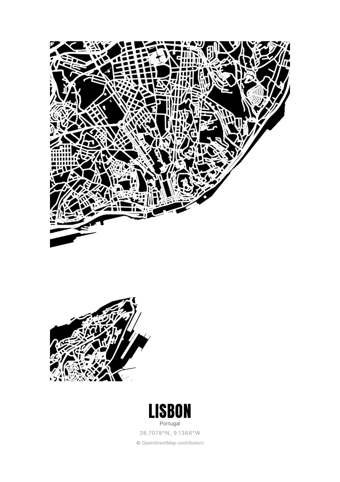 City Map Generator - Create Beautiful Black & White City Maps